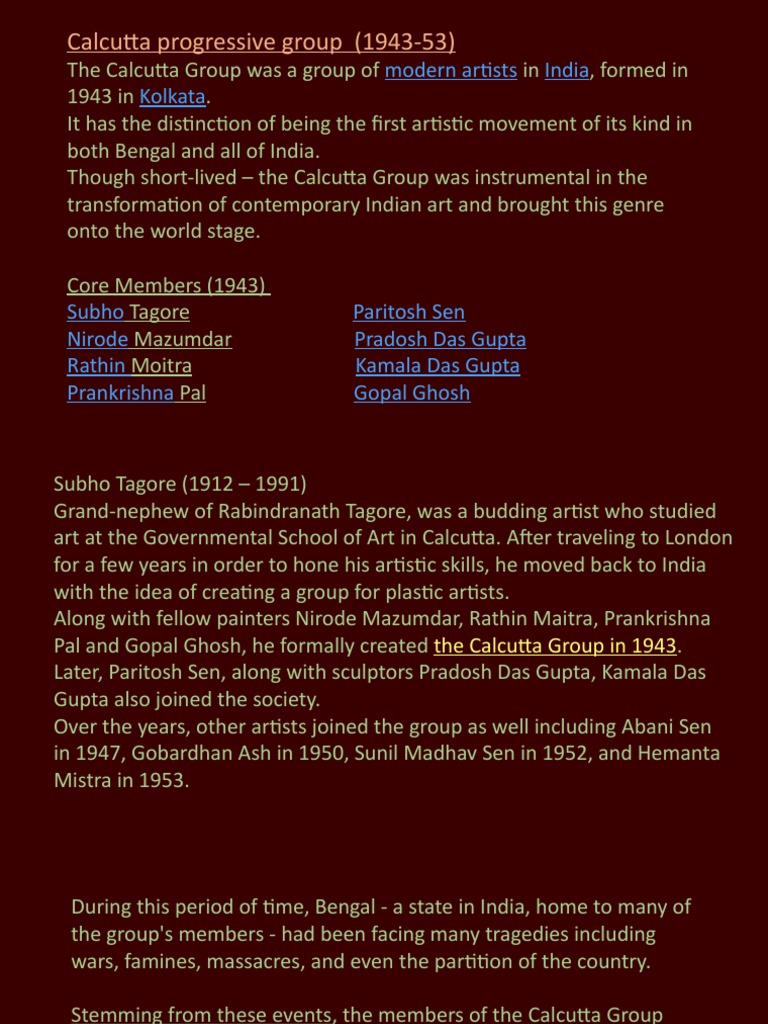 Calcutta Group: Pioneers of Modern Art | PDF | Paintings | Sculpture