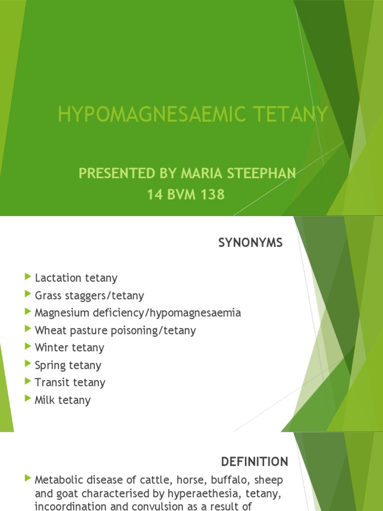 Hypomagnesaemic Tetany: Presented by Maria Steephan 14 BVM 138 | PDF ...