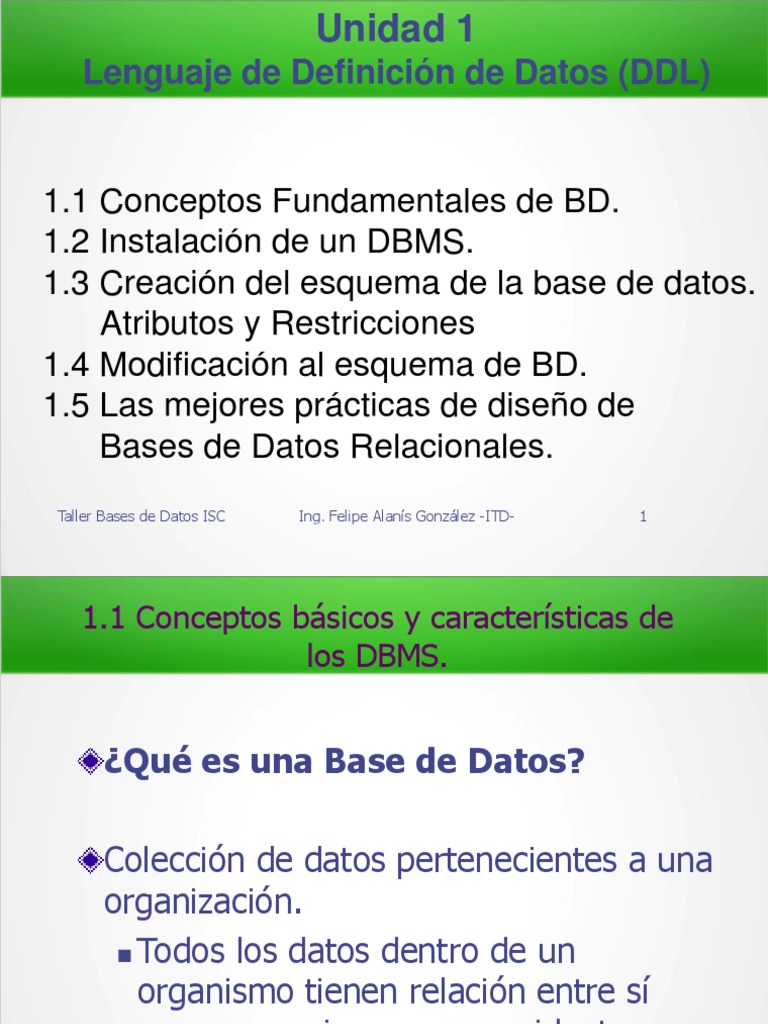 Unidad 1 - DDL | PDF | SQL | Bases de datos