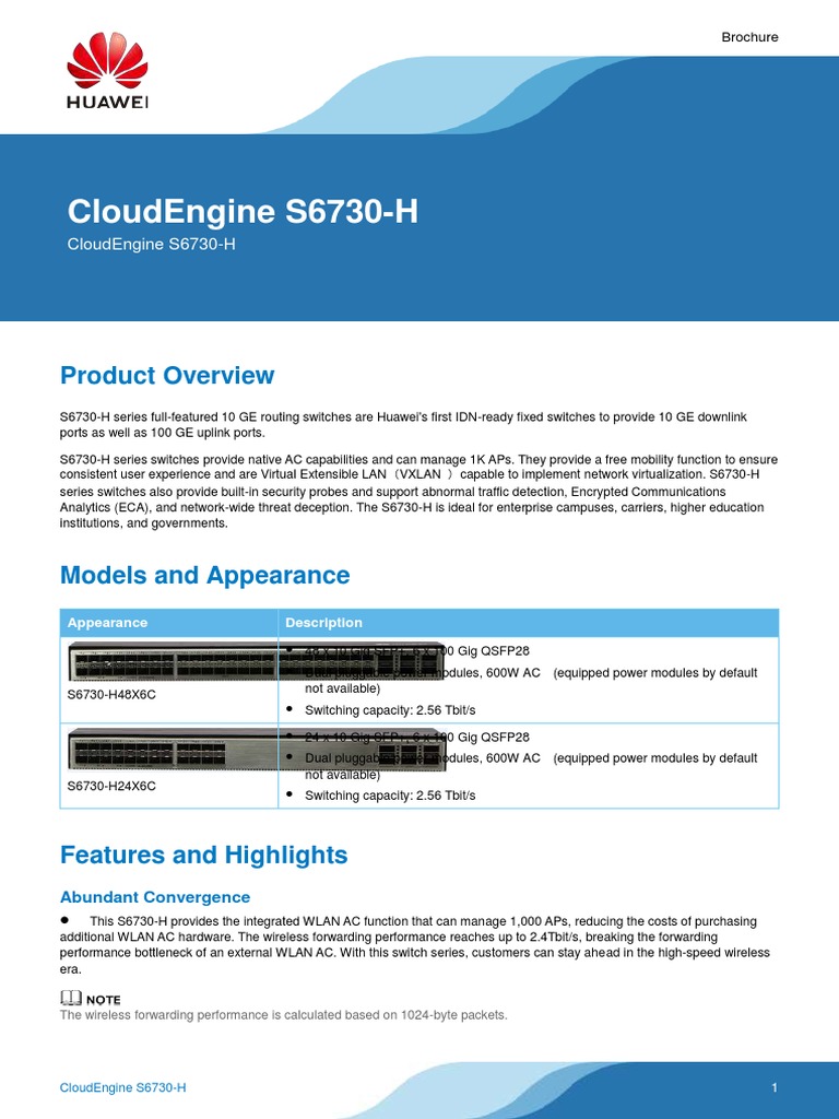 CloudEngine S6730-H Series Switches Brochure | PDF | Network Switch ...