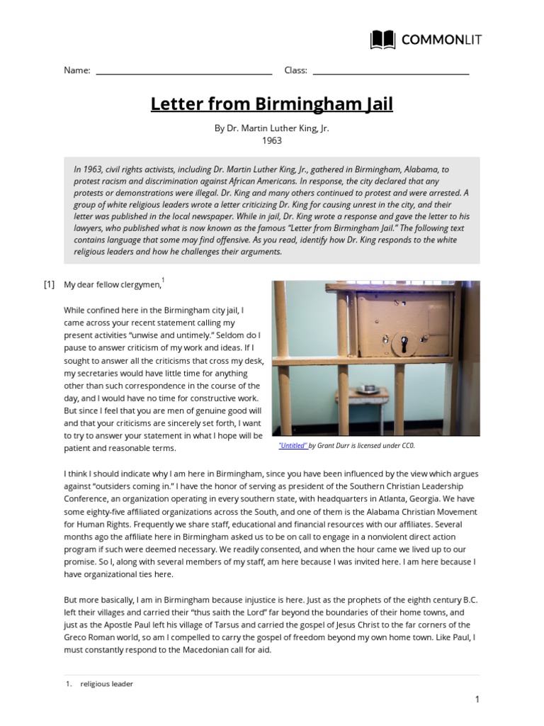 King's Response in Birmingham Jail | PDF | Shadrach, Meshach, And ...