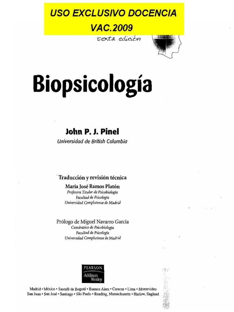 Pinel, John. Biopsicologia. 6ta Edicion | PDF