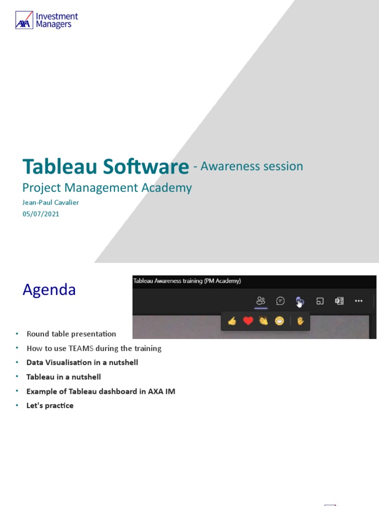 PM Academy - Tableau Awareness Session - 2021-07 | PDF | Visualization (Graphics) | Use Case