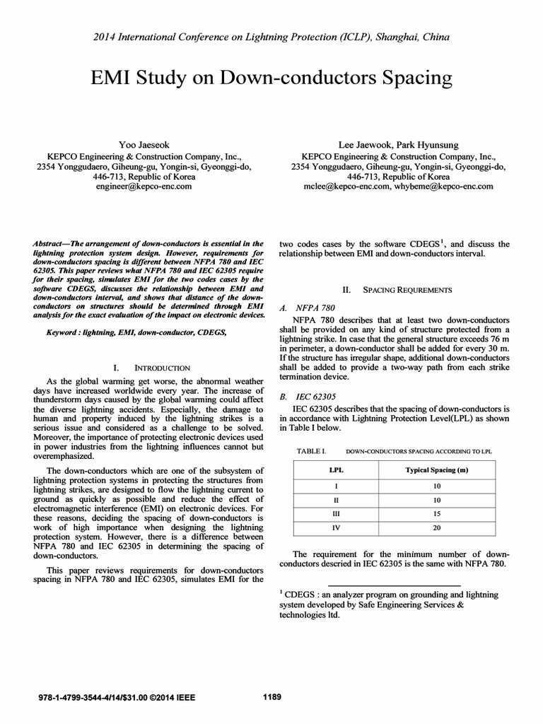 EMI Study On Down-Conductors Spacing | PDF | Electromagnetic ...