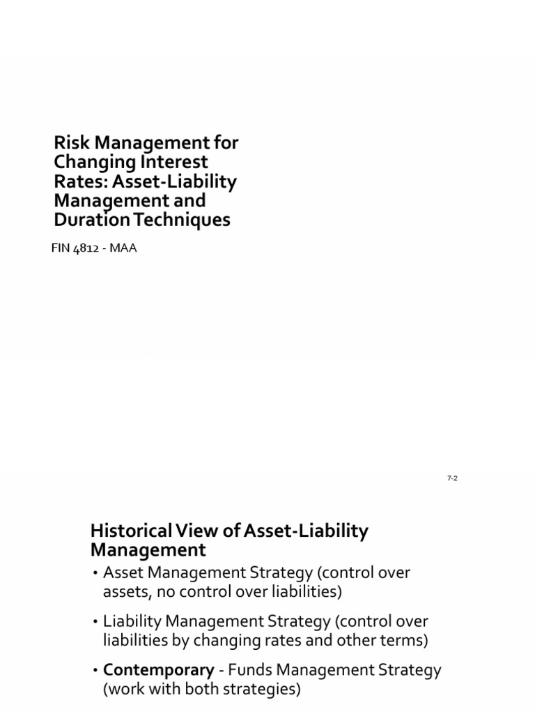 Risk Management For Changing Interest Rates: Asset-Liability Management ...