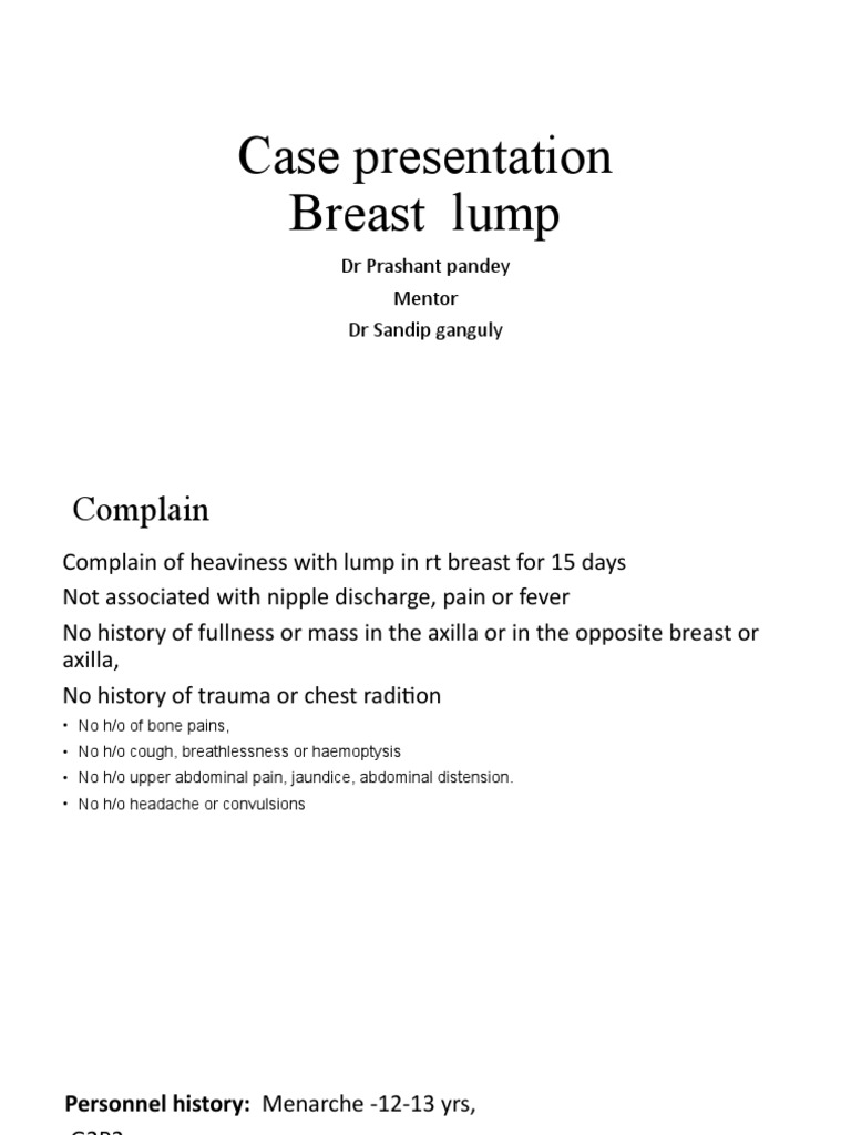 Right Breast Lump Case Presentation | PDF | Wellness | Science ...