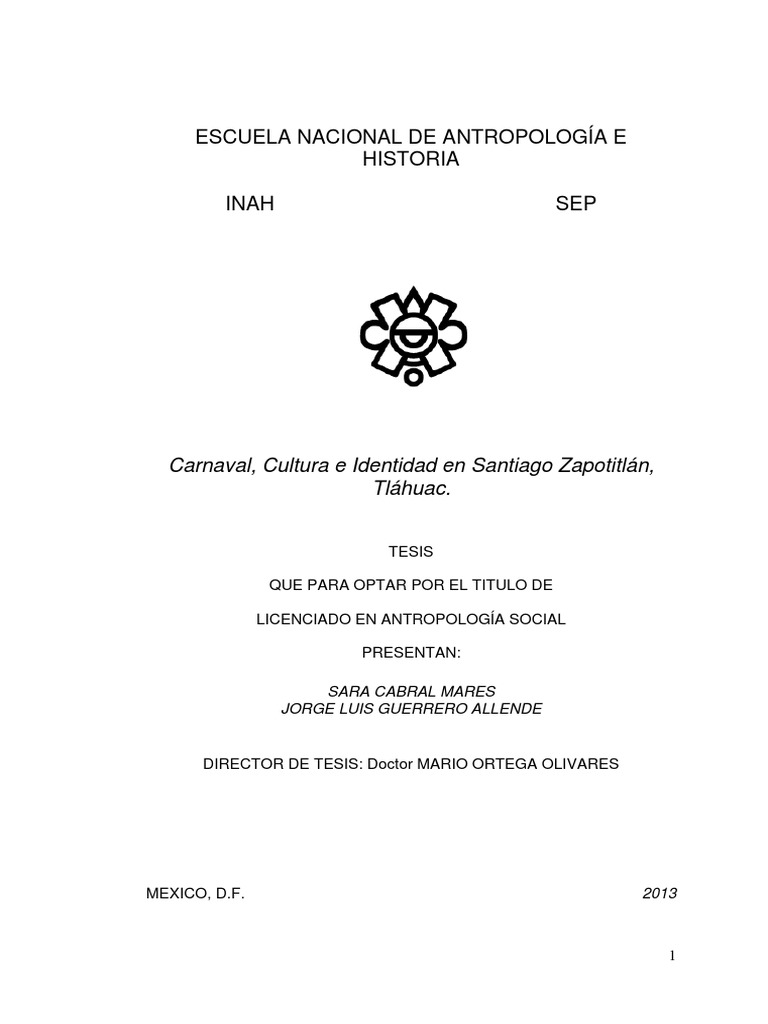 Tesis Enah Antropología Social Carnaval Zapotitlan | PDF | Carnaval ...