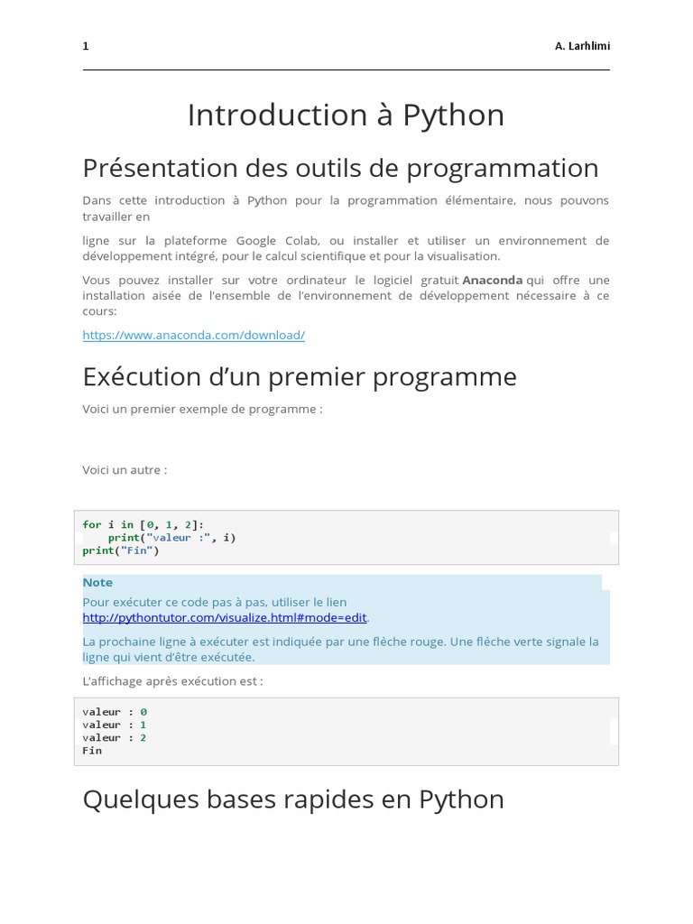 Chap 3 Introduction À Python Suite 2 | PDF | Structure de contrôle | Python (Langage de ...