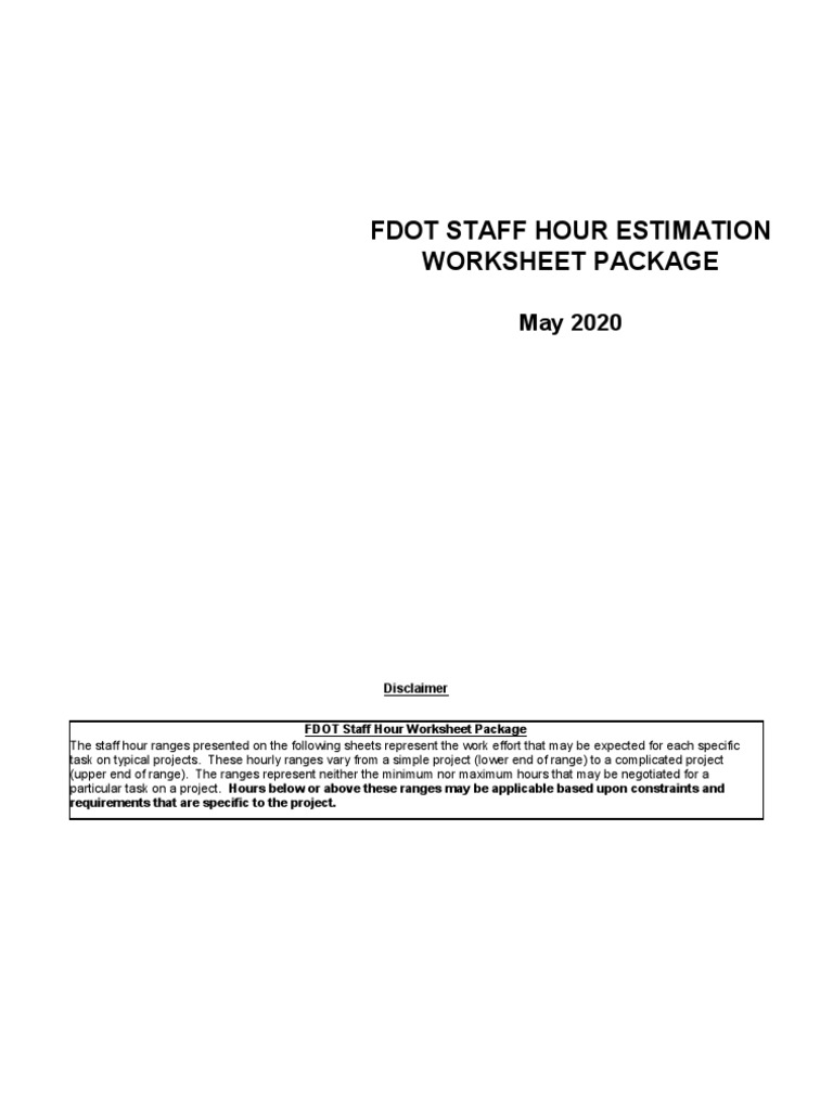 Fdot Staff Hour Estimation Worksheet Package | PDF | Worksheet ...