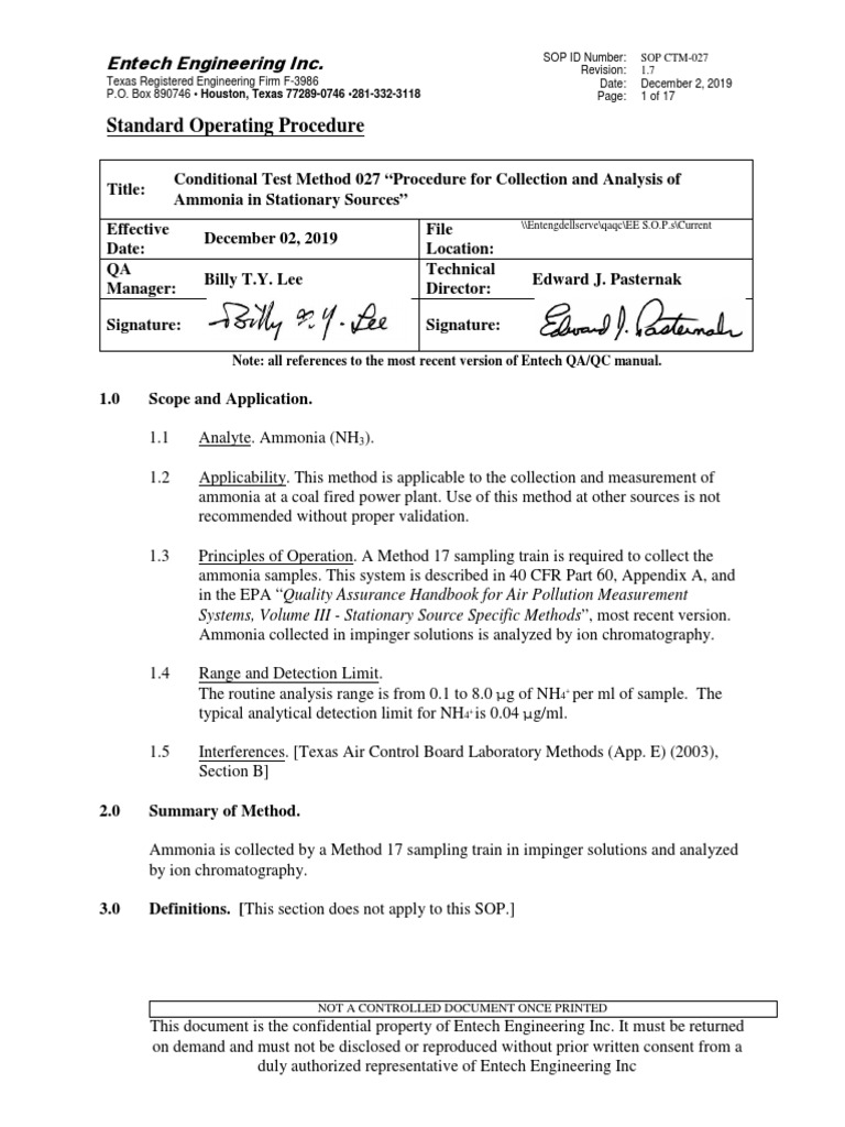SOP CTM 027 - Rev. 1.7 | PDF | Detection Limit | Chromatography