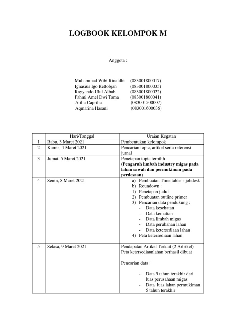 LOGBOOK KELOMPOK M NEW-dikonversi | PDF