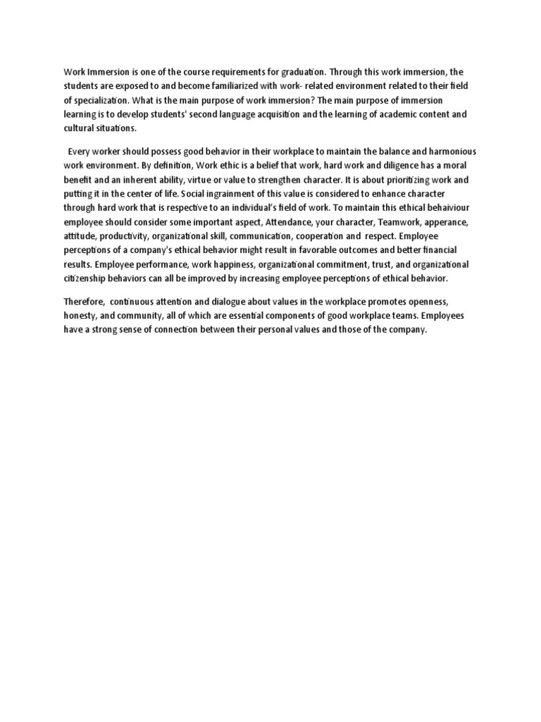 Understanding Work Immersion | PDF | Career & Growth | Self-Improvement