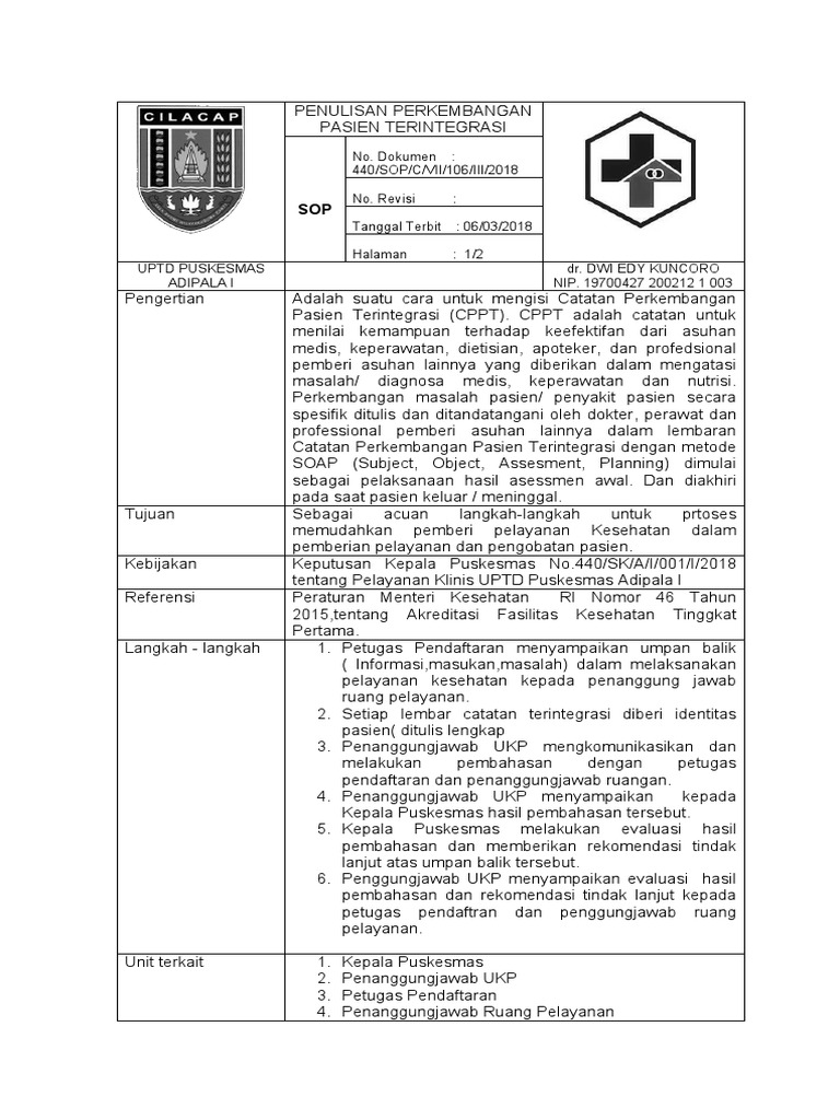 Sop Penulisan CPPT Terintegrasi | PDF
