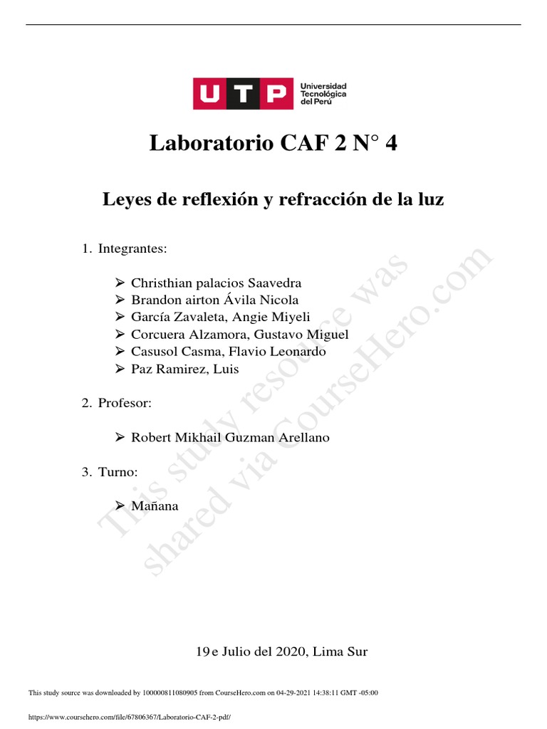 Laboratorio CAF 2 PDF | PDF | Refracción | Ligero