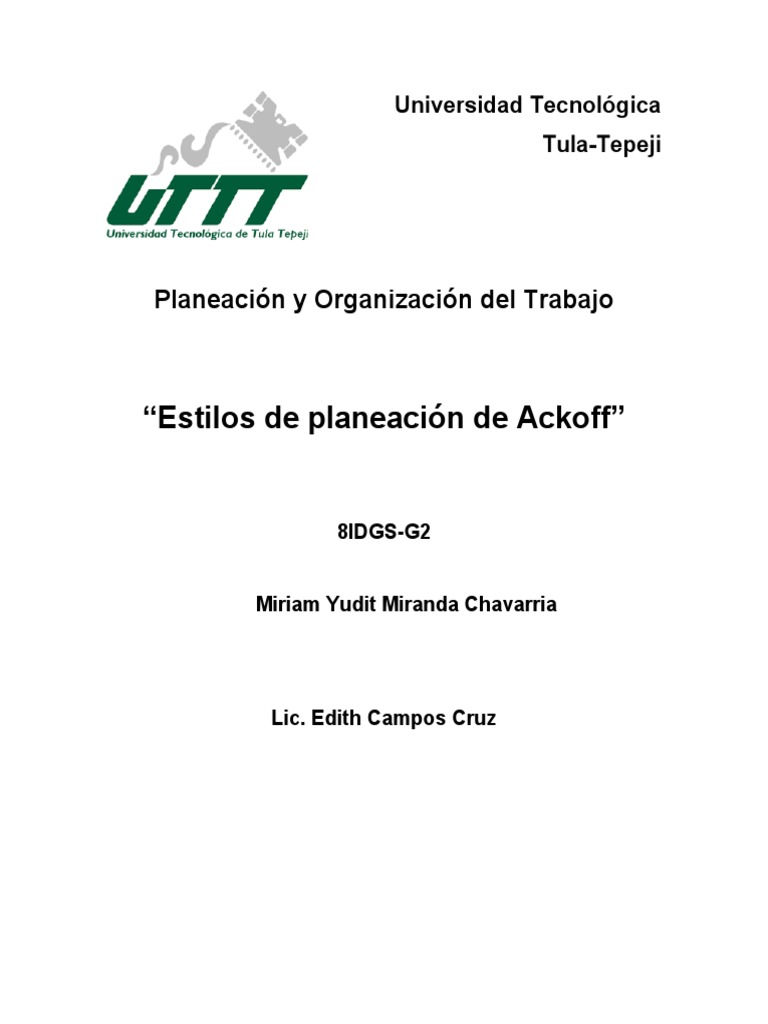 Estilos de Planeación de Ackoff | PDF | Planificación | Science