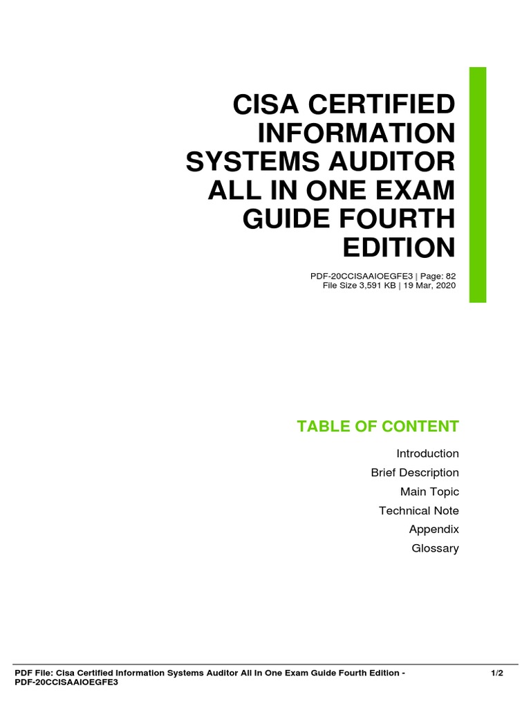Cisa Certified Information Systems Auditor All in One Exam Guide Fourth ...