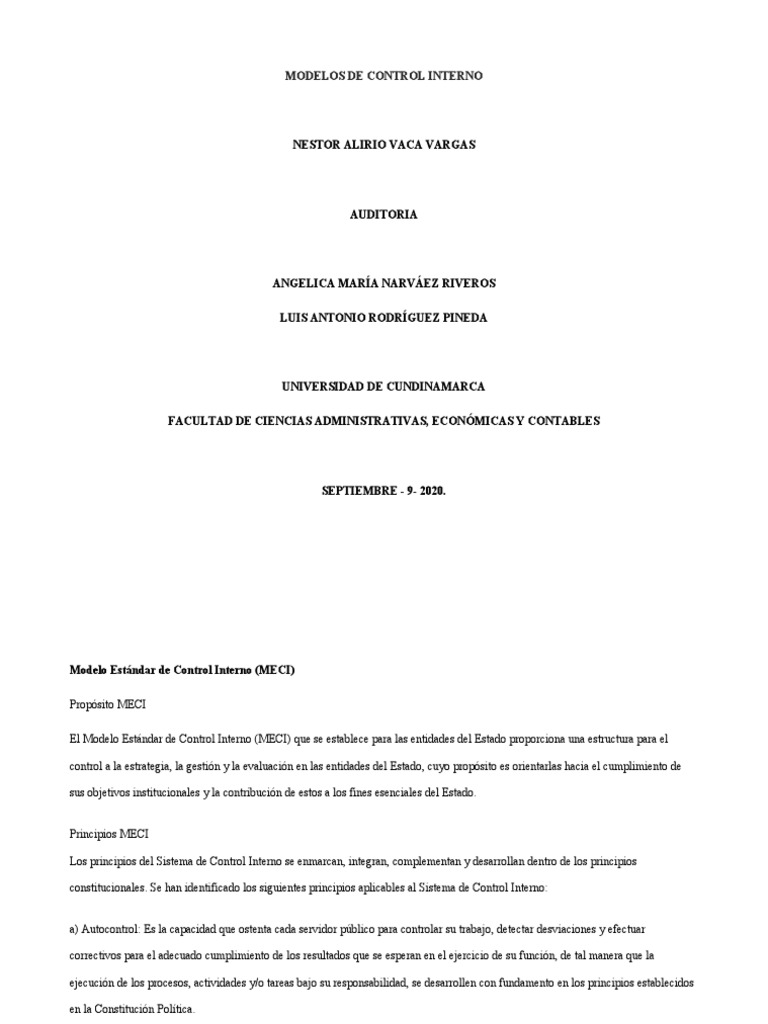 Modelos de control interno: Un análisis comparativo de los modelos COSO ...
