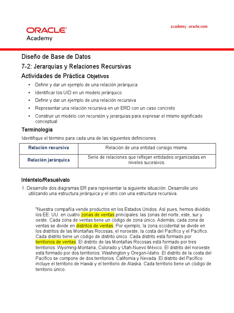 Relaciones Recursivas y Jerárquicas en ERD | PDF | océano Pacífico ...