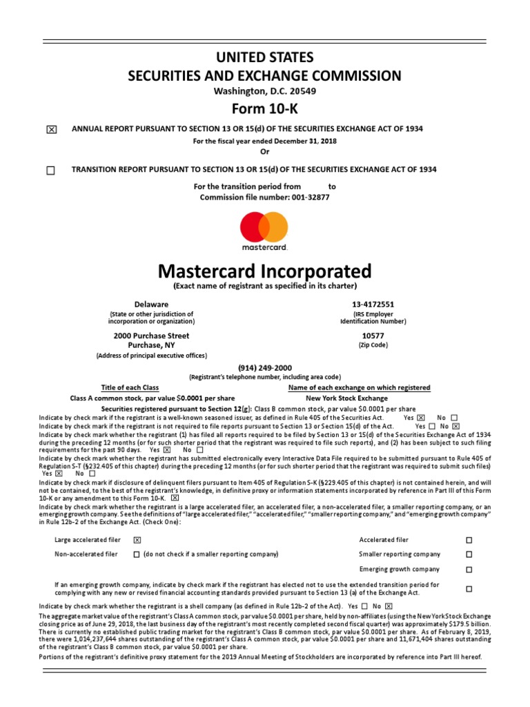 Mastercard Incorporated: United States Securities and Exchange ...