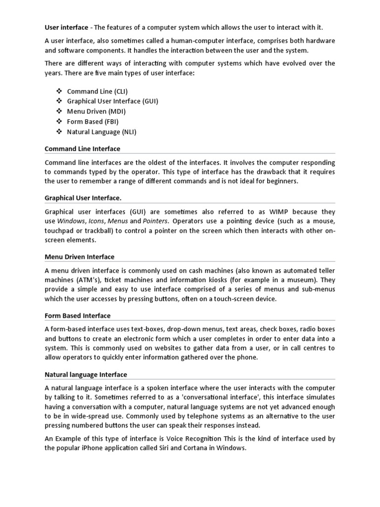 User Interface - The Features of A Computer System Which Allows The ...