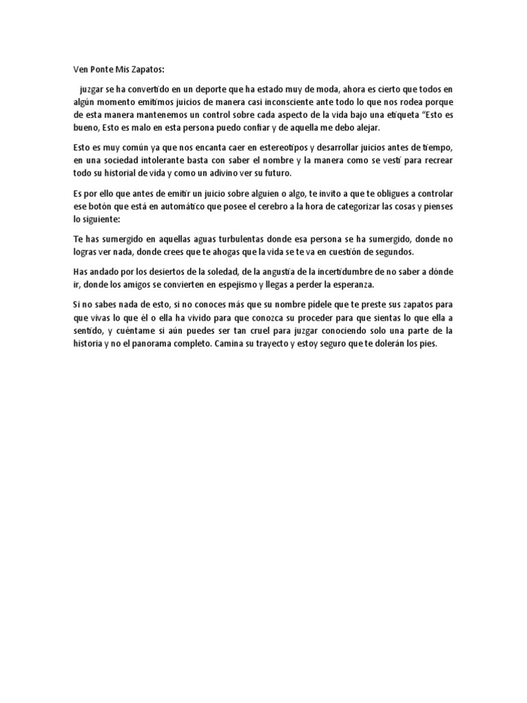 Ven Ponte Mis Zapatos | PDF | Ciencias sociales