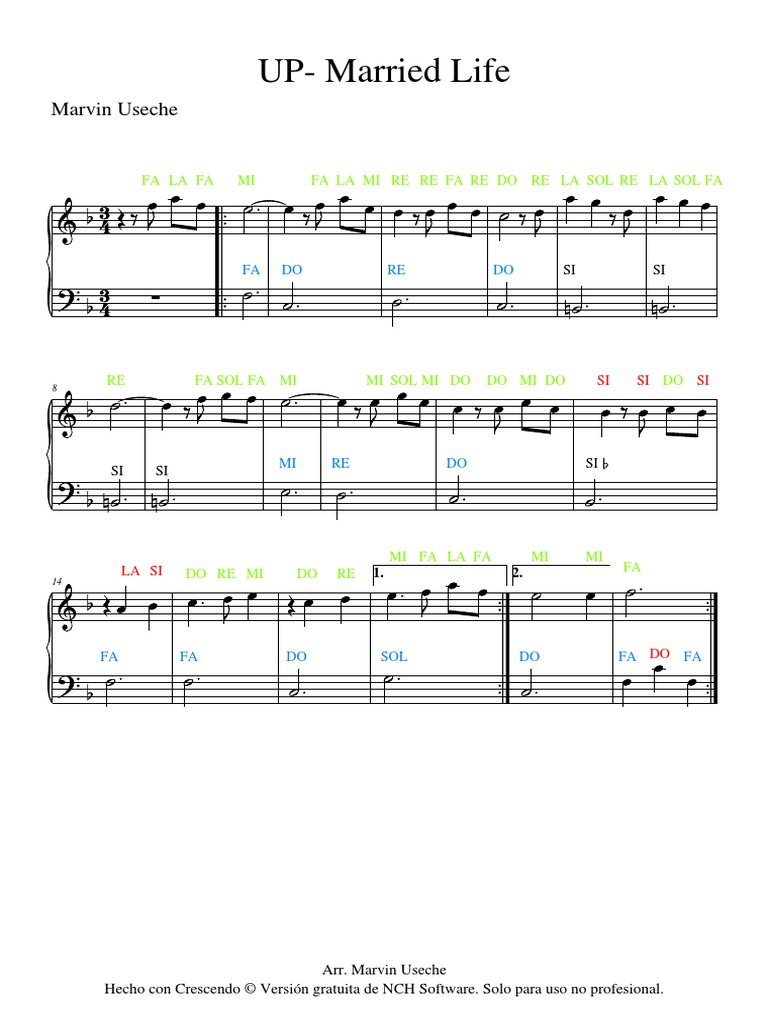 UP - Married Life Piano - Con Notas | PDF