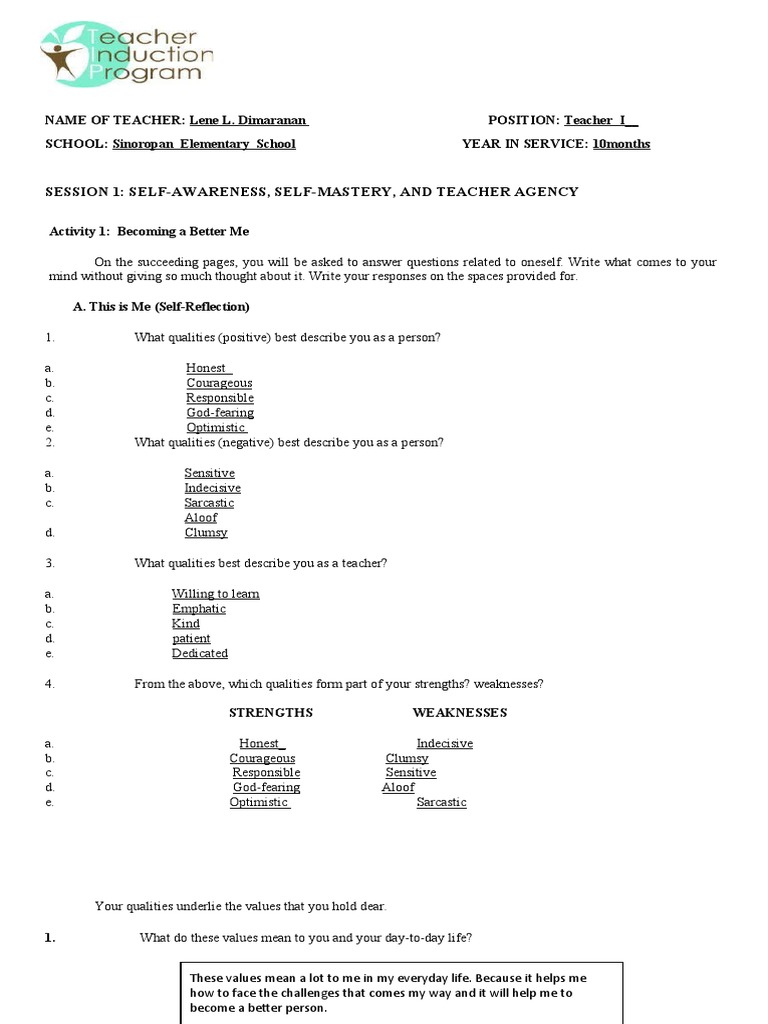 Module 2 - Session 1 - Activity | PDF | Feeling | Self Awareness