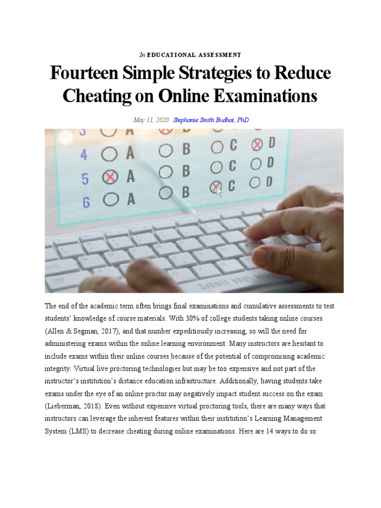 Fourteen Simple Strategies To Reduce Cheating On Online Examinations ...