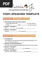 TOEFL Speaking Template | PDF