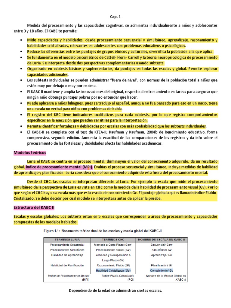 Evaluación KABC-II en Niños y Adolescentes | PDF | Neurociencia ...