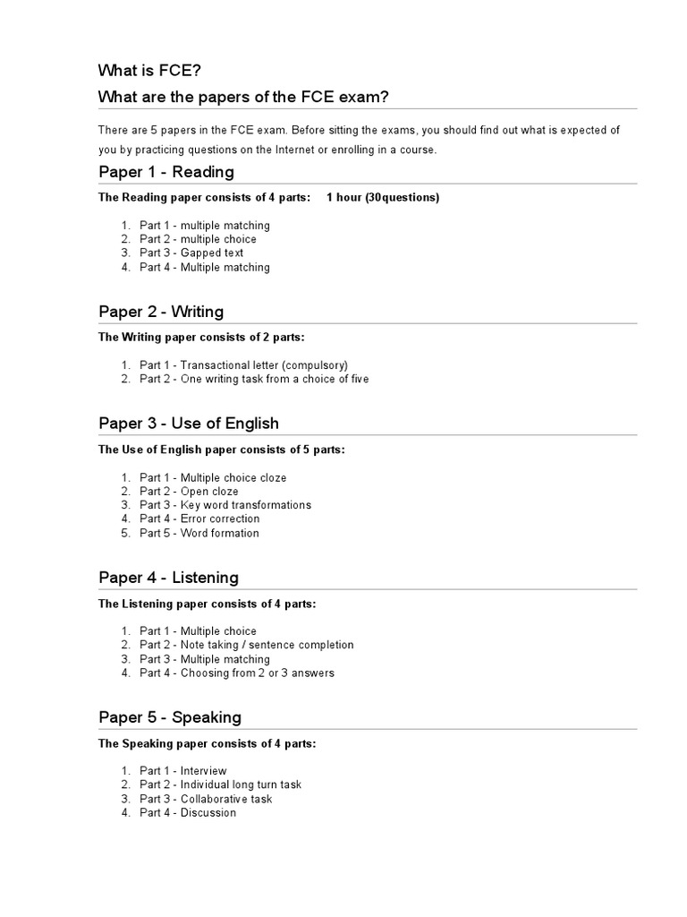 What Is FCE | PDF | Multiple Choice | Question