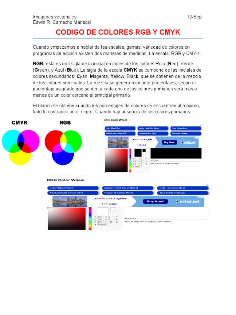 Códigos de colores RGB y CMYK | PDF