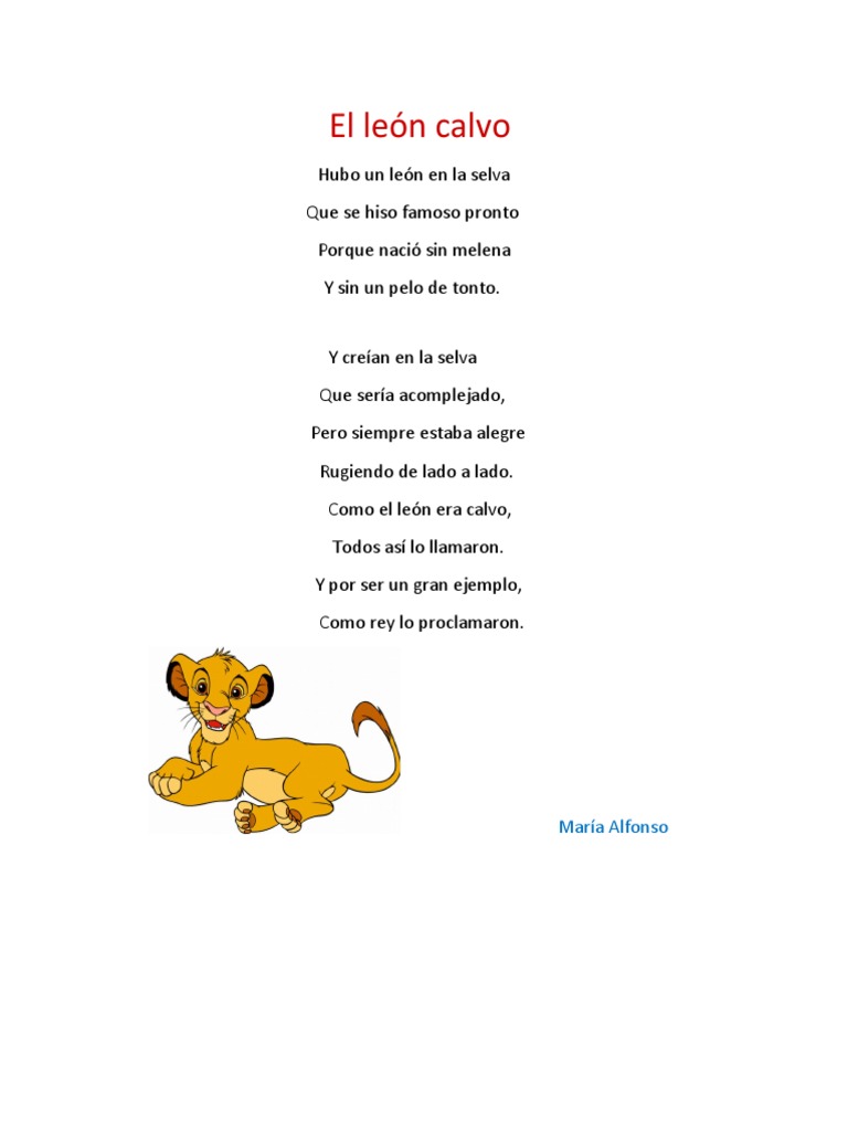 El león calvo: poema infantil | PDF