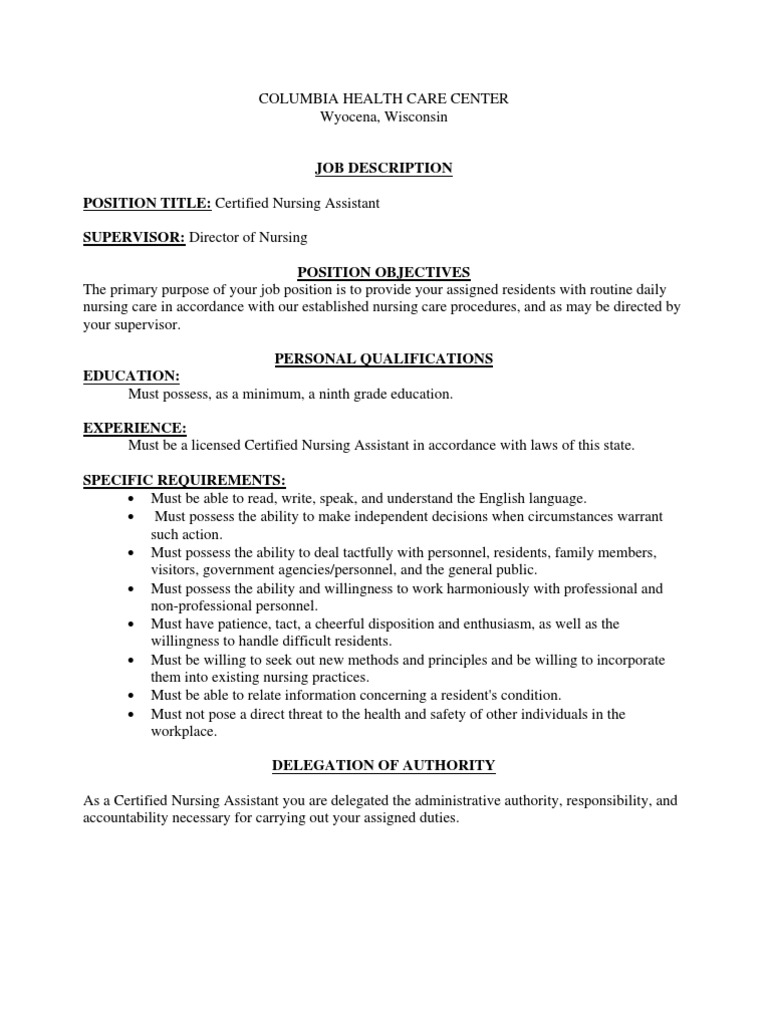 certified nursing assistant | Nursing | Employment