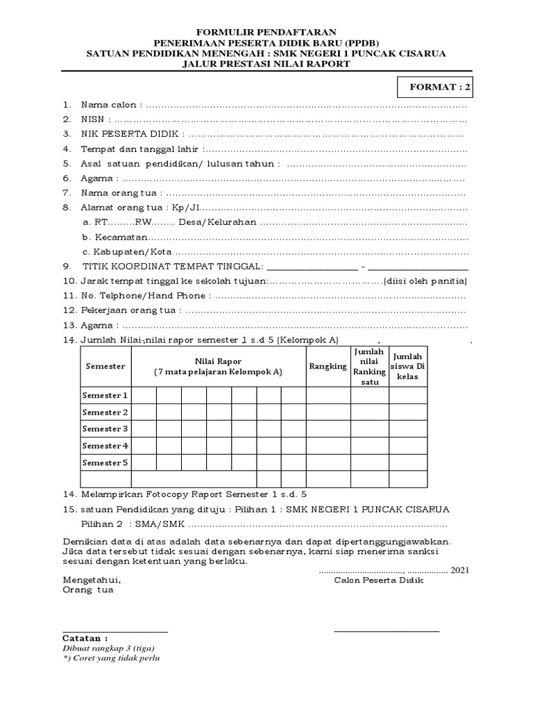 Formulir PPDB 2021 New | PDF
