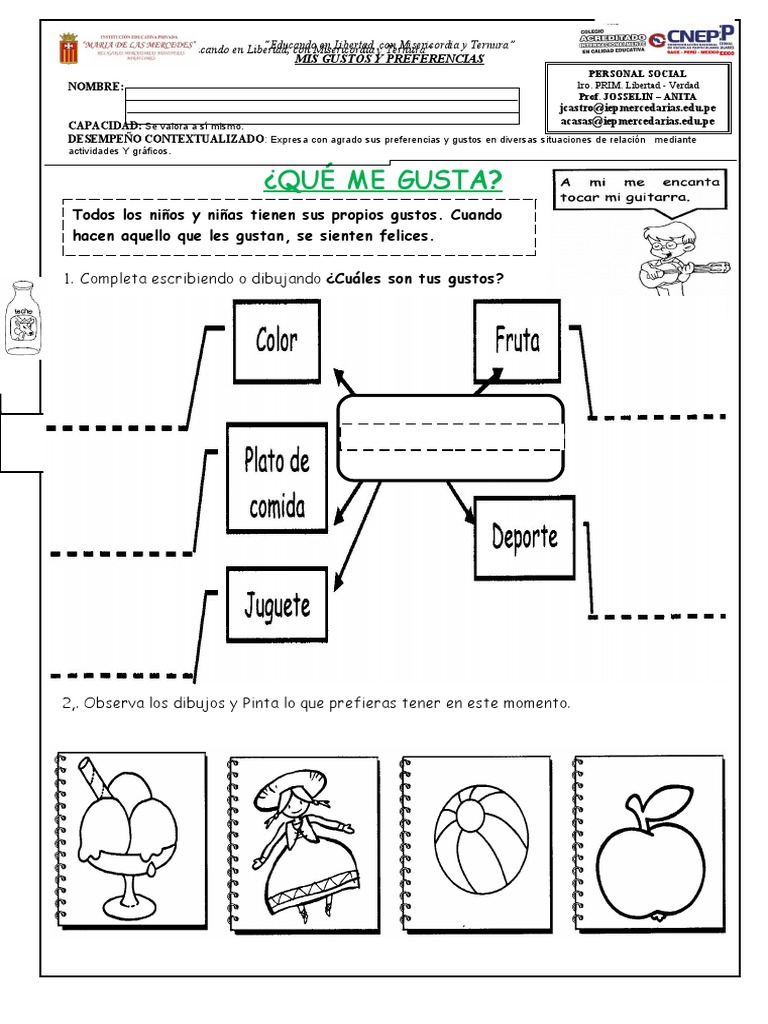 Ficha de Gustos y Preferencias 1RO LV ANA JOSSELIN | PDF