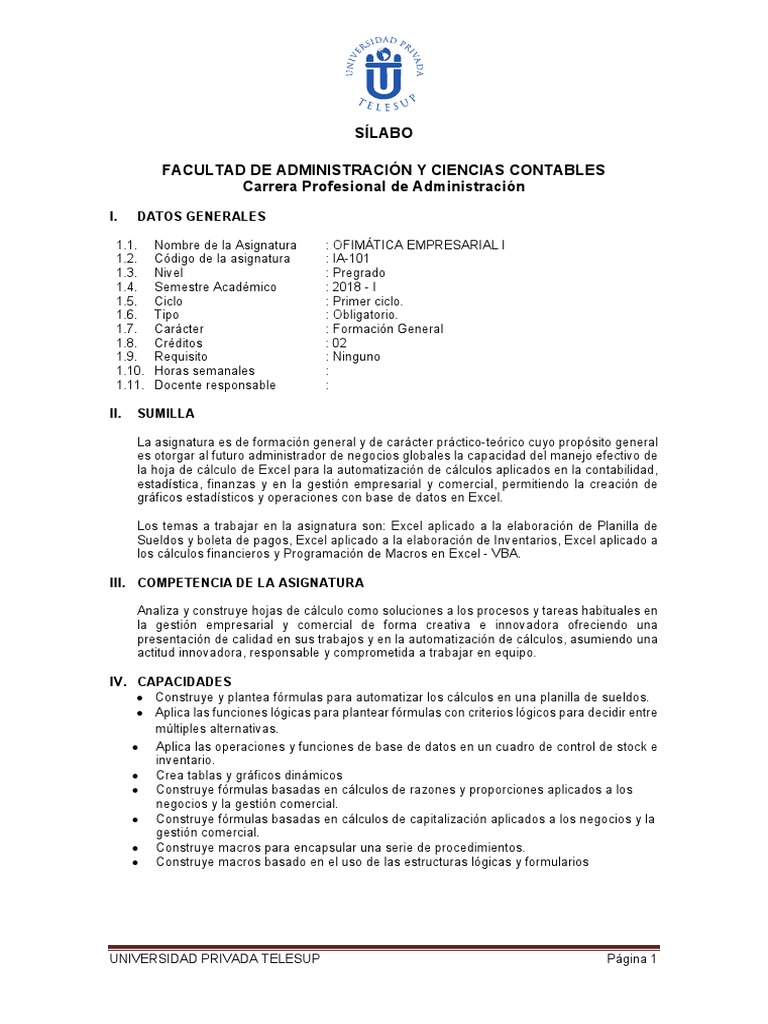 Ofimatica Empresarial I | PDF | Microsoft Excel | Bases de datos