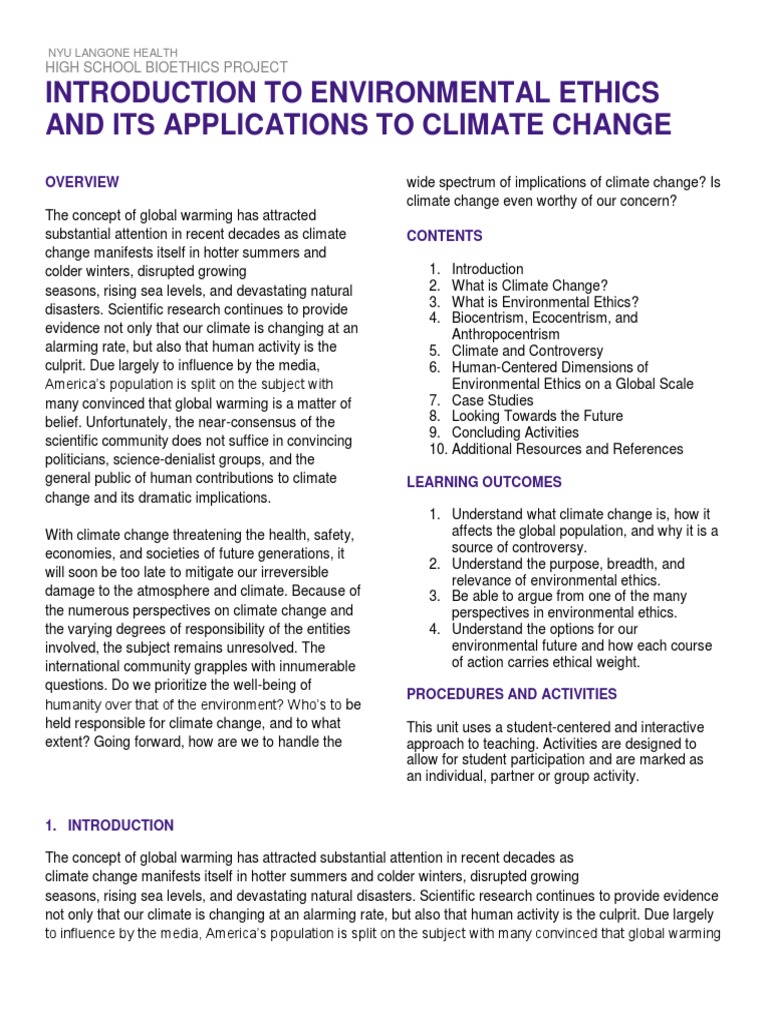 Introduction To Environmental Ethics | PDF | Climate Change ...