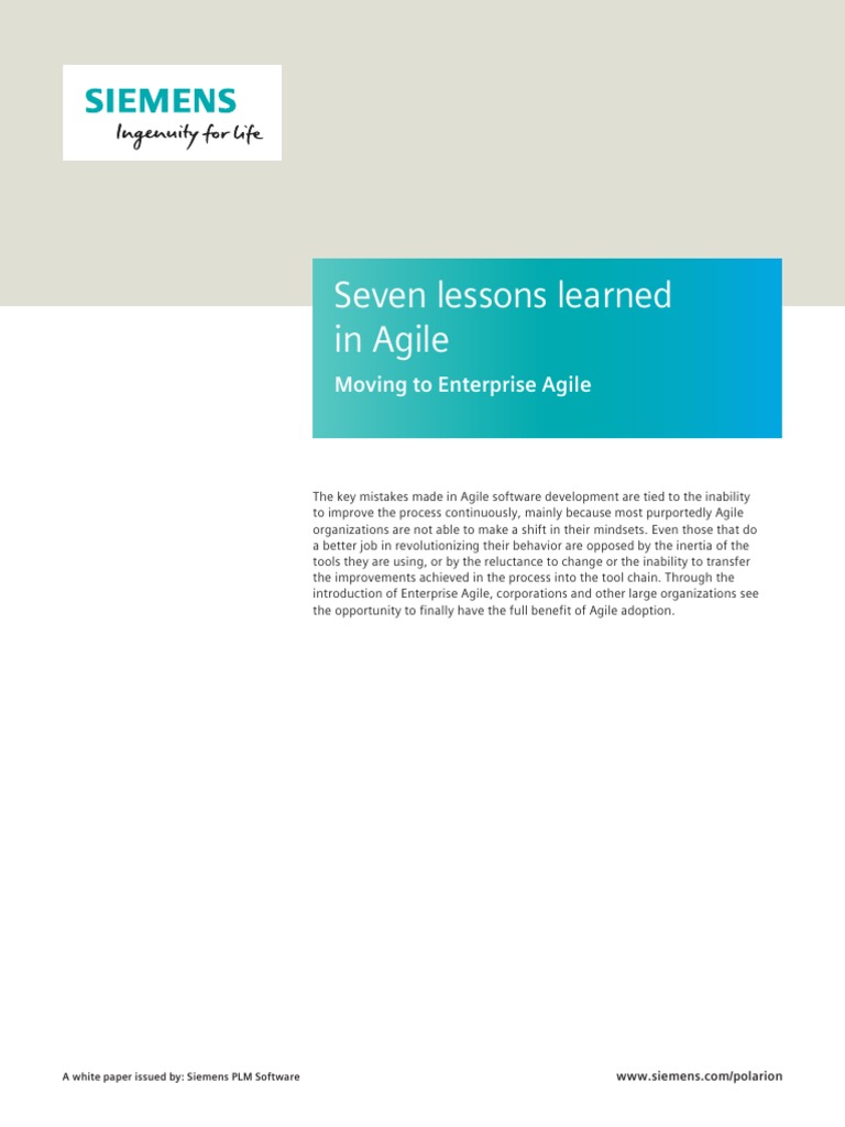 7 Lessons Learned in Agile | PDF | Agile Software Development | Product ...