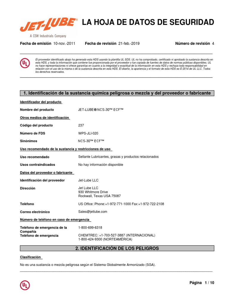 NCS-30 ECF - SDS - SAM - SP | PDF | Carbón | Contaminación