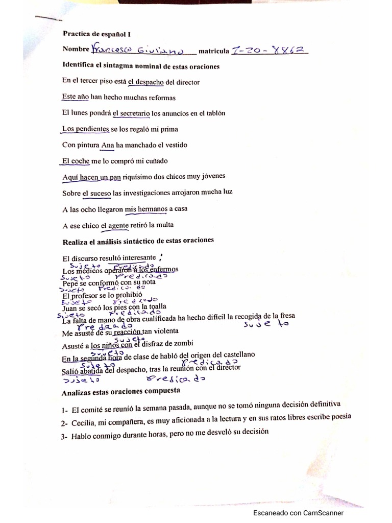 Práctica Español Segundo Parcial | PDF