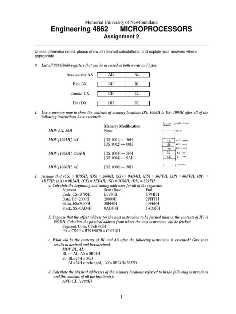 Engineering 4862 Microprocessors: Assignment 2 | PDF | Binary Coded ...