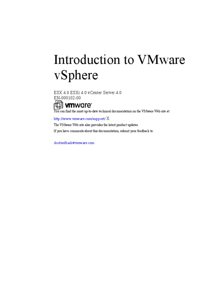Introduction To Vmware Vsphere: Esx 4.0 Esxi 4.0 Vcenter Server 4.0 En ...