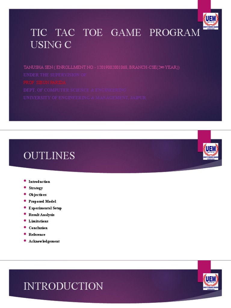 Tic Tac Toe in C for Students | PDF | Applied Mathematics | Computer ...