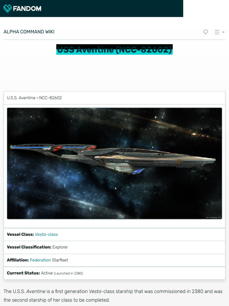 U.S.S. Aventine: A Starship Overview | PDF | Star Trek | Gene Roddenberry