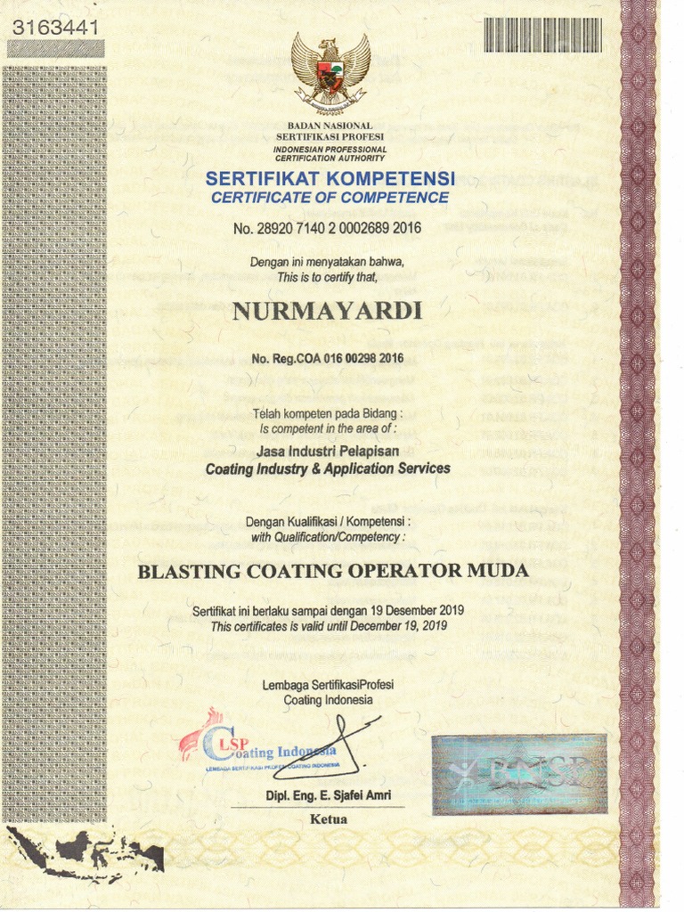 Asoatindo Blasting Certificate | PDF