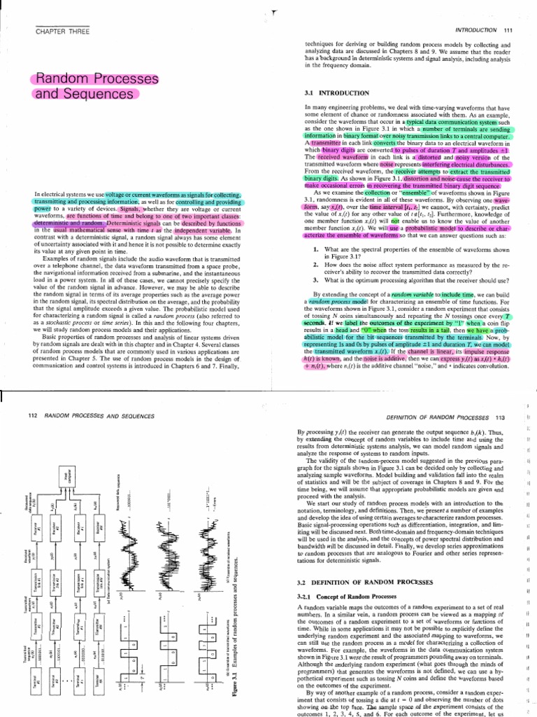 Random Processes and Sequences: Chapter Three | PDF | Stochastic Process | Probability Distribution