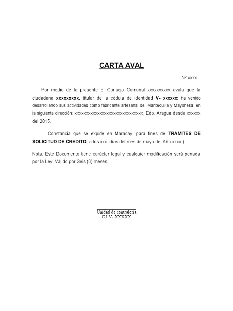 Carta Aval Modelo | PDF