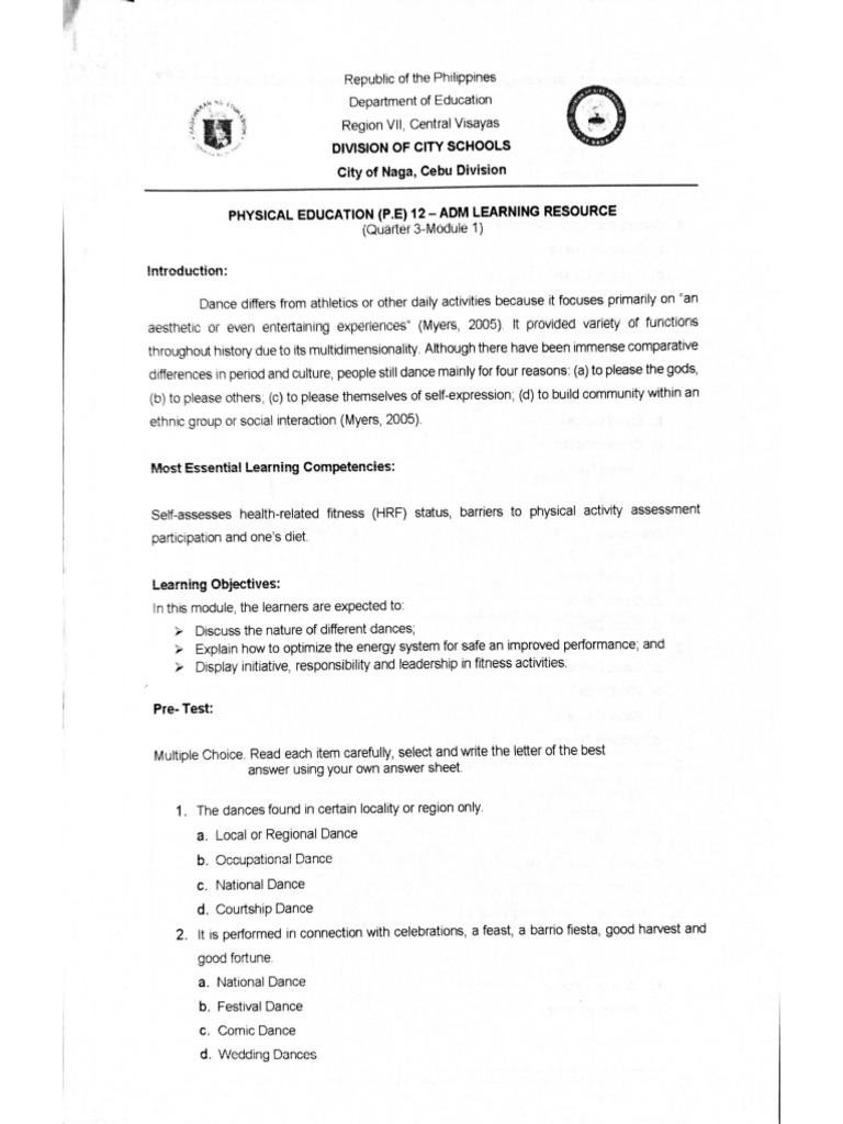 PHYSICAL EDUCATION (P.E) 12 - Quarter 3, Module 1 | PDF