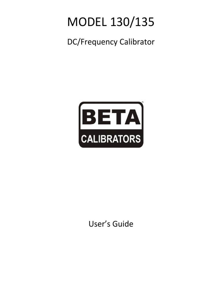 Beta 130 - 135 DC Frequency Calibrator Manual1 | PDF | Calibration | Menu (Computing)